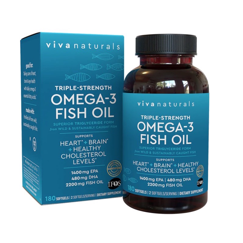 [現貨] Viva Naturals 高濃度 91% 魚油 TG rTG IFOS 5星 Omega 3 180粒 | 蝦皮購物