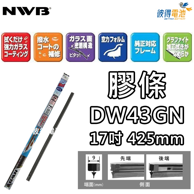 【彼得電池】日本NWB DW系列 9mm 雨刷膠條 軟骨雨刷皮 石墨覆膜 DESIGN三節式軟骨雨刷替換膠條 日本製造 | 蝦皮購物