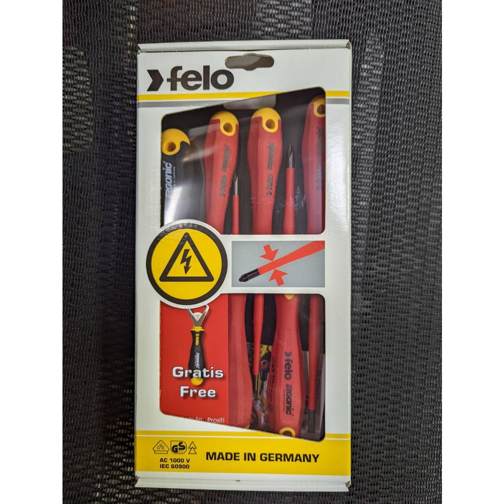 Felo 德國製造 E-Slim 超軟柄 絕緣起子5件組 ( 十字+ 一字起子 ) 配電盤、工業配線、電工 送原廠開罐器 | 蝦皮購物
