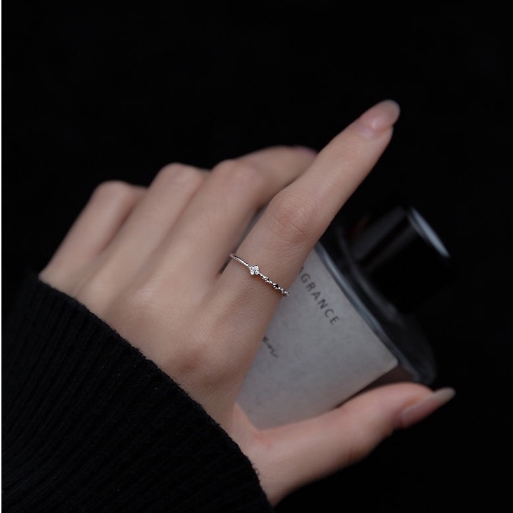 CHISSTORE【方型點鑽麻花戒指】線條戒指 不對稱 水鑽 尾戒 開口 可調節戒指 防過敏戒指 S925純銀戒指 戒子 | 蝦皮購物