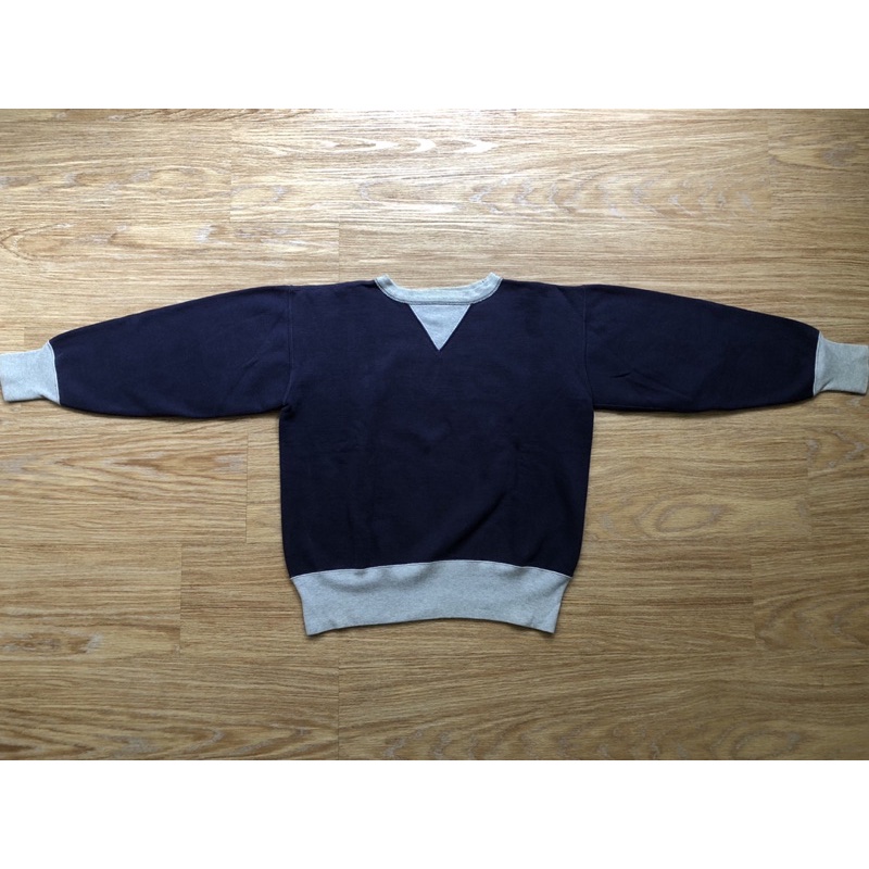 日本製The Real McCoy’s Two tone SWEATSHIRT藍色灰色雙色棉滾筒運動大學T 36 前後V | 蝦皮購物