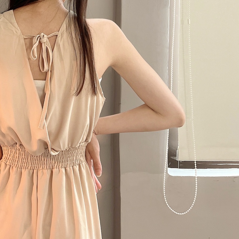 V領美背連身長褲【819 】Sandy33女裝批發春夏新款韓系INS修身顯瘦氣質露腰無袖連身褲 V領連身褲 連身長褲 | 蝦皮購物