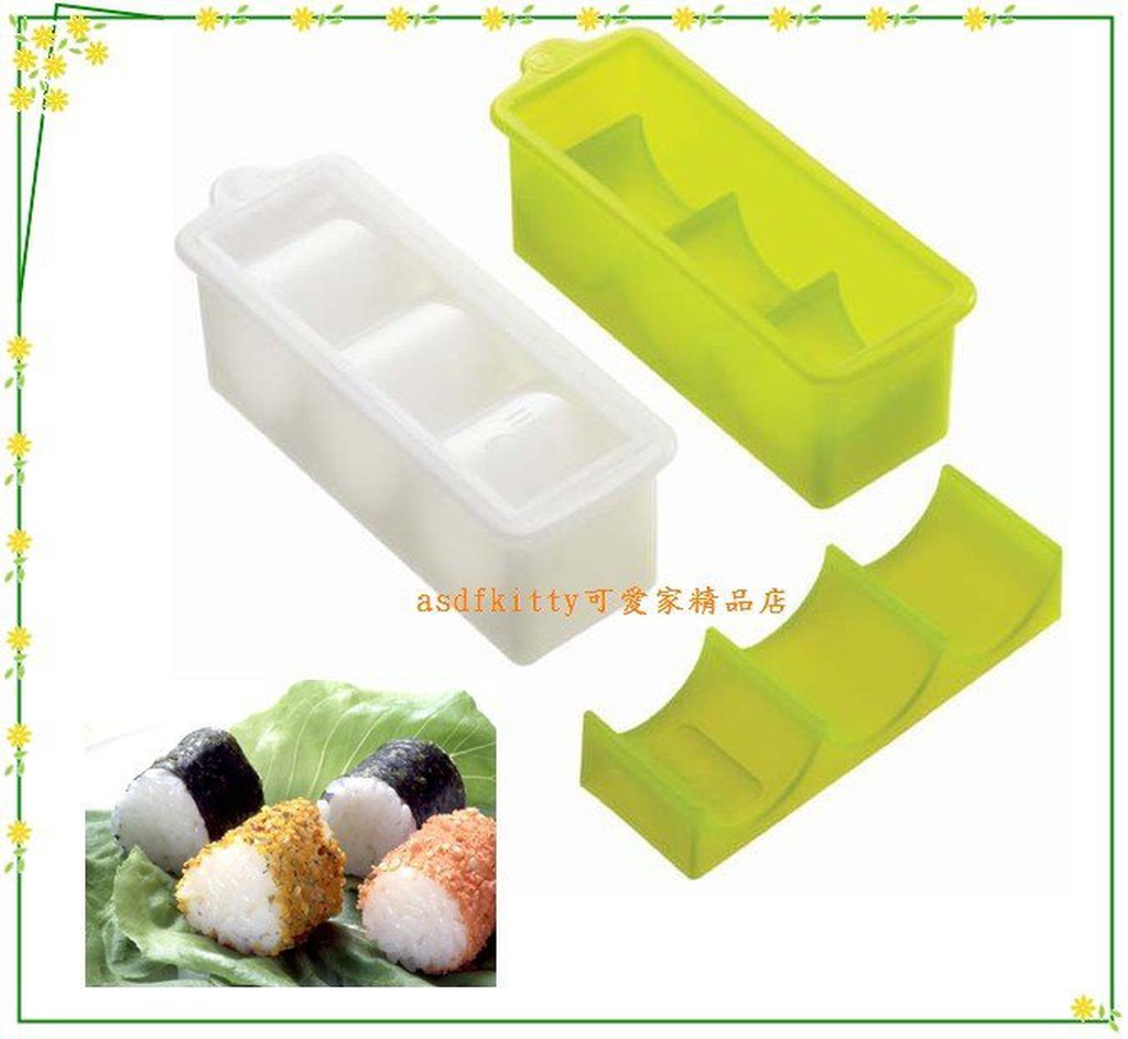 asdfkitty*日本製 MSA迷你一口壽司模型組-圓型+三角型-綠白色 | 蝦皮購物