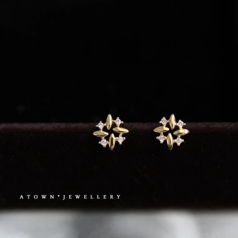 =現貨= ATOWN 輕珠寶 純9K金 荷蘭小風車耳環 百搭氣質耳釘 生日禮物 | 蝦皮購物