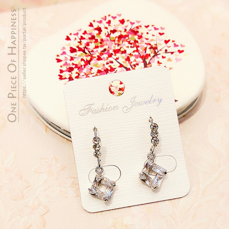 『現貨』+預購 百元好物 - 旋轉鋯石 菱形垂墜式耳環 金/銀/玫瑰金 三色可選【OPOH】 | 蝦皮購物