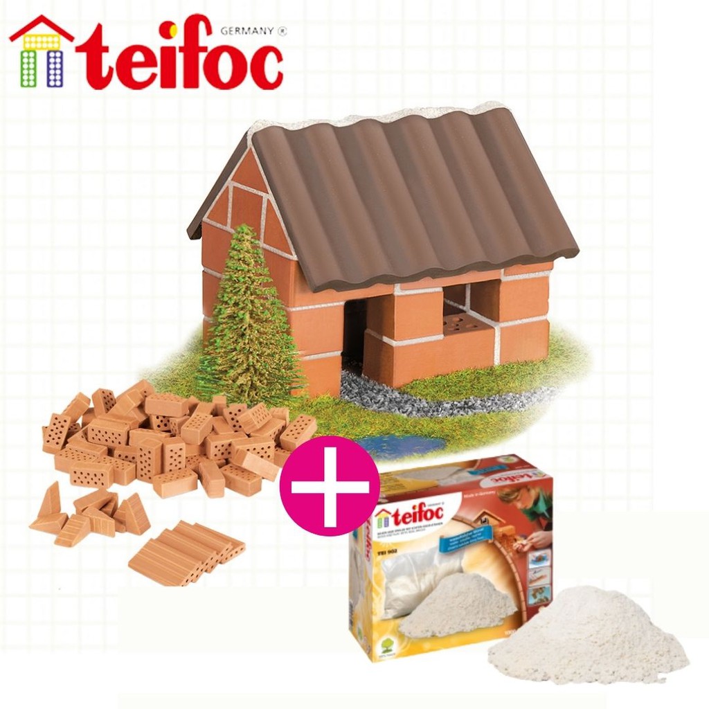 【親子天下X德國teifoc】DIY益智磚塊建築玩具 小農舍-TEI1024 贈水泥補充包｜官方直營 | 蝦皮購物