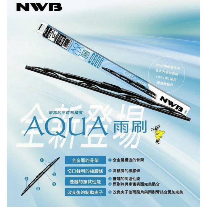 淨靓小舖 NWB AQUA全系列尺寸 原廠指定日本NWB石墨覆膜雨刷片 NWB 日系車 通用型勾式 鐵骨 雨刷 NWB | 蝦皮購物