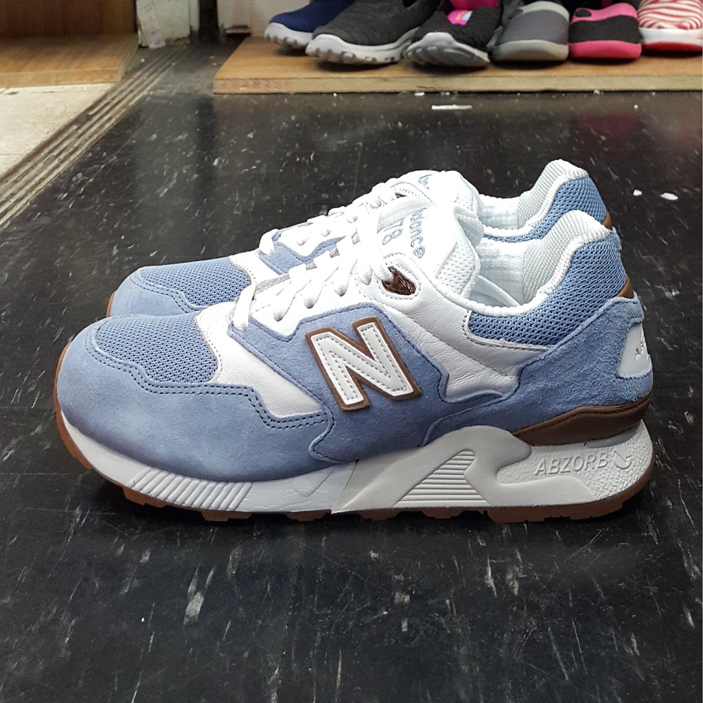 new balance nb 878 ML878RMB 白色 藍色 淺藍色 天空藍 麂皮 網布 膠底 刺繡 慢跑鞋 | 蝦皮購物