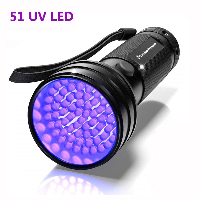 UV燈51LED 21LED 12LED UV燈395-400nm LED UV手電筒手電筒燈安全紫外線檢測AAA電池 | 蝦皮購物