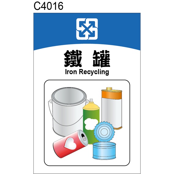 垃圾分類 C4016 資源回收 鐵罐 金屬類 紙類 紙容器 塑膠類 警告貼紙 [ 飛盟廣告 設計印刷 ] | 蝦皮購物