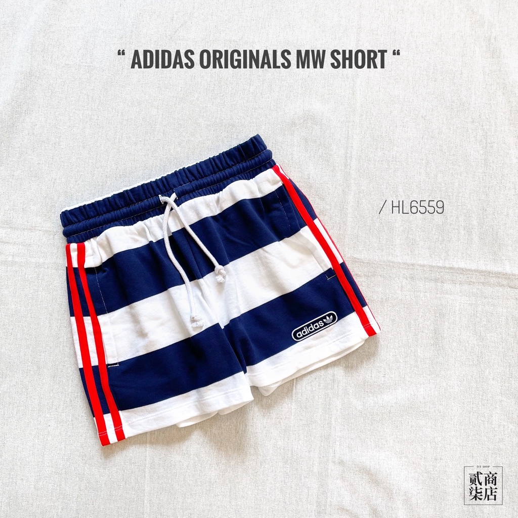 貳柒商店) adidas Mw Shorts 女款 三葉草 藍白 短褲 海軍風 棉褲 條紋 休閒 HL6559 | 蝦皮購物