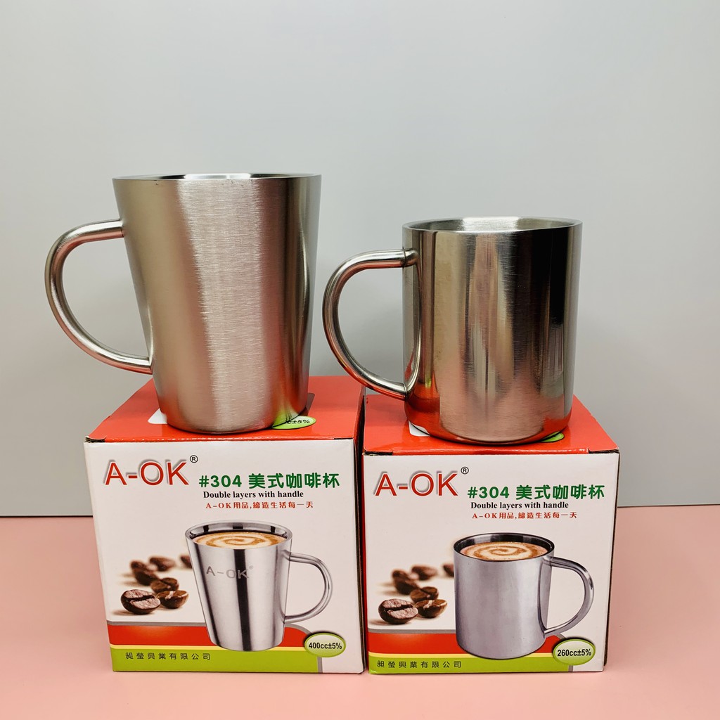 咖啡杯 AOK304不鏽鋼雙層隔熱美式咖啡杯 隔熱杯 咖啡杯 不鏽鋼杯 口杯 水杯 防燙杯 露營杯 杯子 不鏽鋼杯 | 蝦皮購物