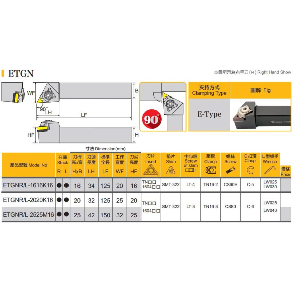外徑車刀架 外徑車刀 外徑刀架 ETGN 90D/MTGN 90D 價格請來電或留言洽詢 | 蝦皮購物