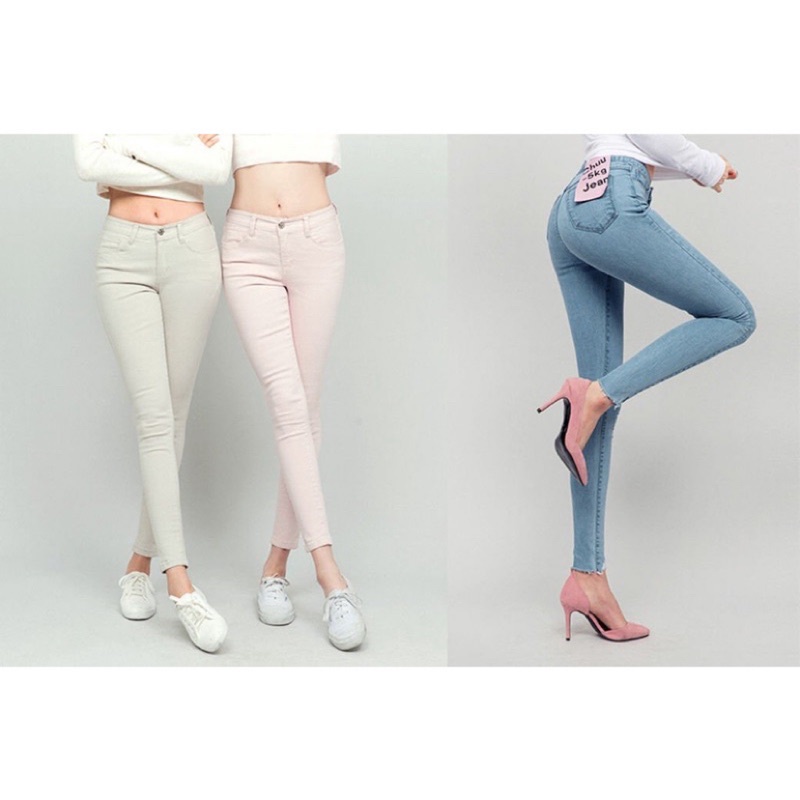 韓國當地購入/顯瘦斷貨款/Chuu -5kg牛仔褲/vol 14痴線褲 白色 | 蝦皮購物