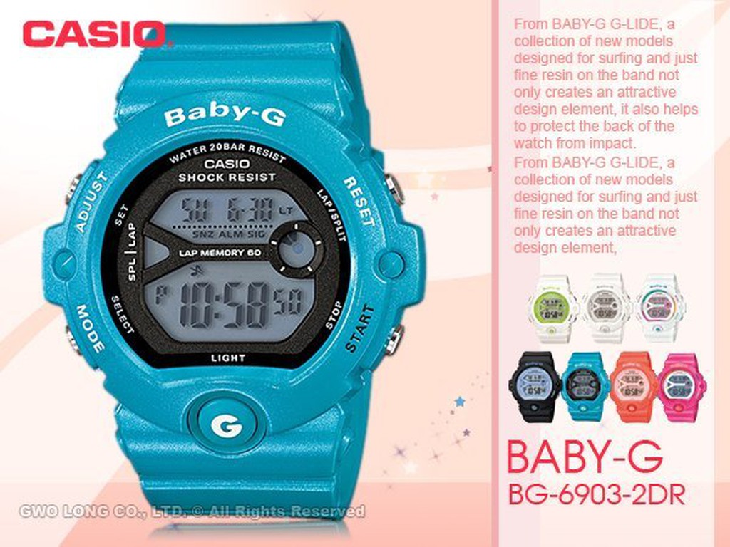 CASIO BABY-G BG-6903-2 女錶 橡膠錶帶 冷光 倒數計時 碼錶 BG-6903-2D 國隆手錶專賣店 | 蝦皮購物