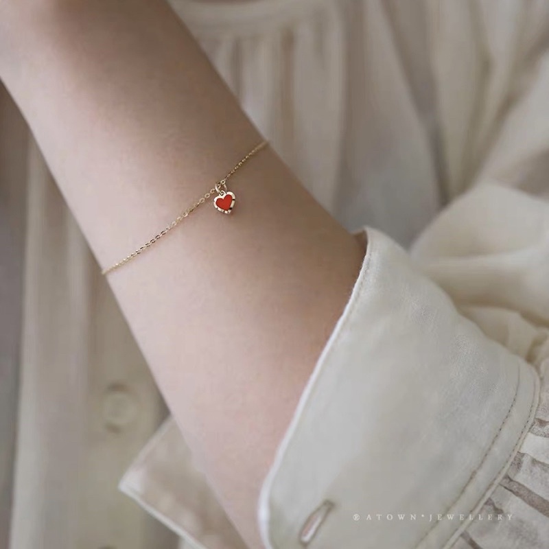 =現貨= ATOWN 輕珠寶 純9K黃金 刻面金邊迷你紅色愛心吊墜 項鍊 手鍊 墜子 禮物 | 蝦皮購物