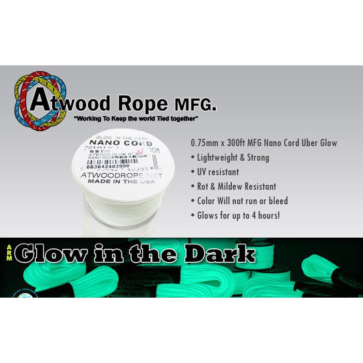 【angel 精品館 】Atwood Nano Glow 特細夜光繩300呎 GLOW-NC300 | 蝦皮購物
