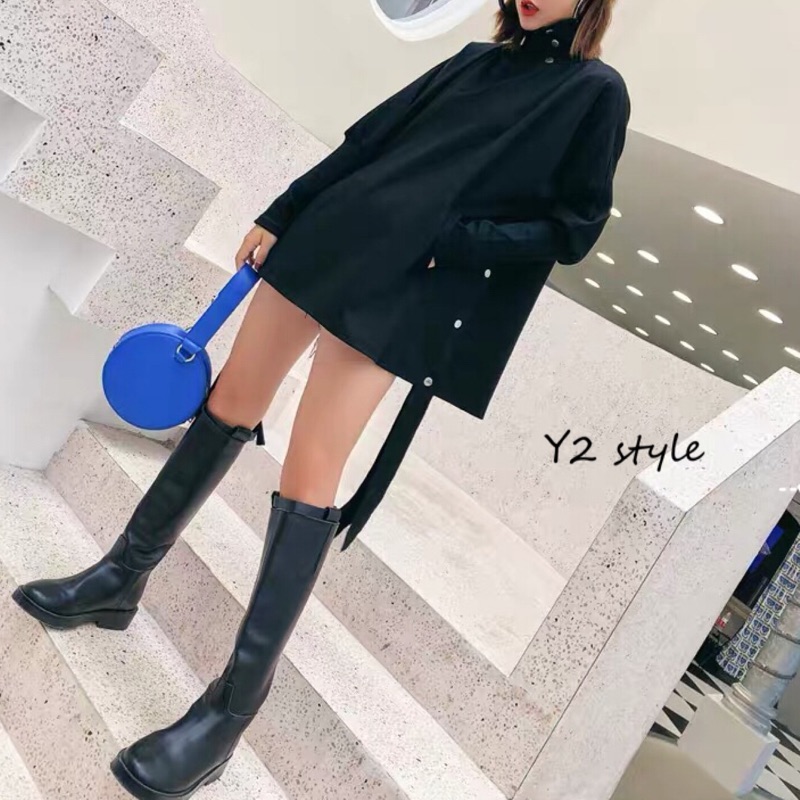 Y2 style ️立領兩穿釘釦流蘇長袖長版T ️Y2style歐美設計款暗黑個性大尺碼大碼韓版【E102517】 | 蝦皮購物