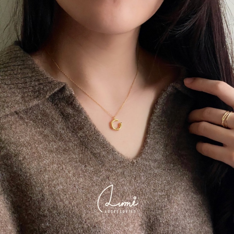 [ALUMI] C字銀鍊｜S925純銀 鍍真金 不規則C字項鍊 短項鍊 飾品 純銀項鍊 | 蝦皮購物