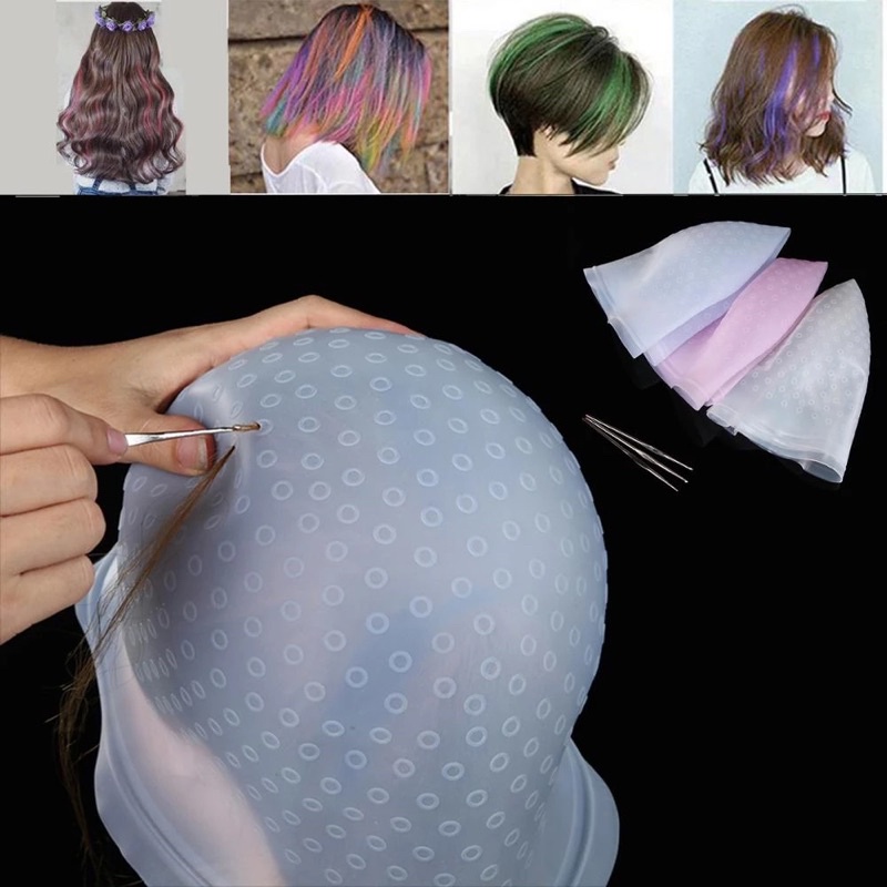 TOPI SEMIR + besinya HIGHLIGHT Cat rambut Sehelai helai 染髮帽 | 蝦皮購物