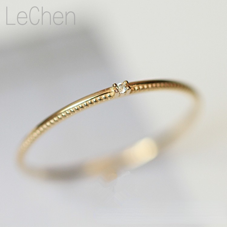 LeChen 現貨 戒指 純銀鍍14k ins風 極簡 單粒鋯鑽通 勤基礎款指環 女生食指戒 叠戴指環R006 | 蝦皮購物