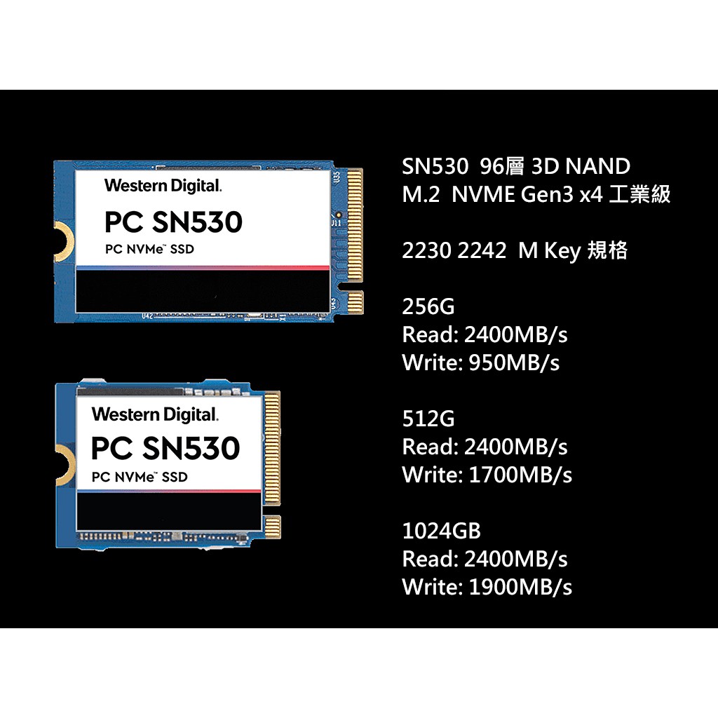 工業包 3年保固 WD SN520 SN530 M2 SSD 2230 2242 單面顆粒 NVMe 固態硬碟 | 蝦皮購物