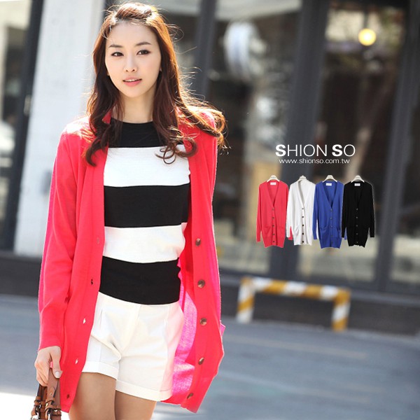 美衣妍舍中大尺碼 ‧【B3066】日系女孩百搭V領排扣長袖外套 | 蝦皮購物