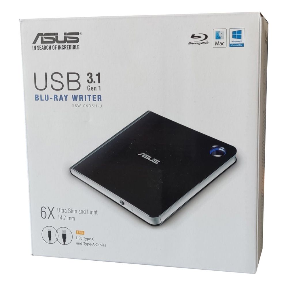 華碩 ASUS SBW-06D5H-U 超薄 USB 外接式 6X Blu-ray 藍光燒錄機 光碟機(平行進口) | 蝦皮購物