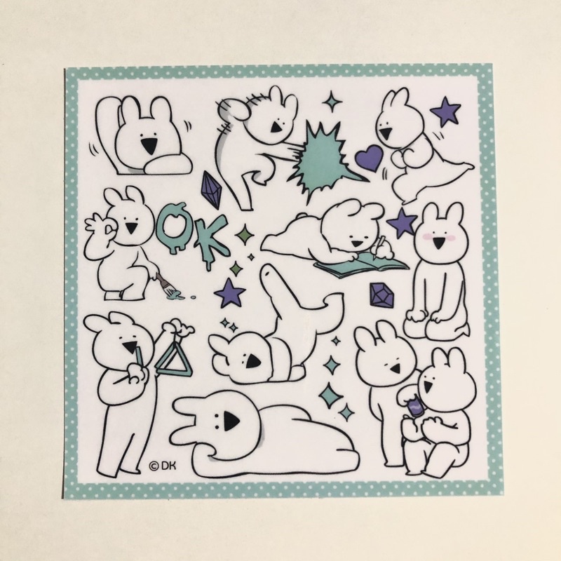 韓國貼紙分裝 overaction rabbit 愛跳舞的兔子透明貼紙 | 蝦皮購物