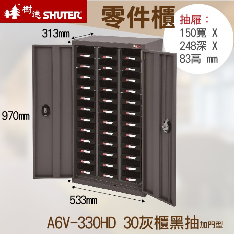 零件物料櫃 樹德 A6V-330HD 加門型 耐重30格抽屜 物料櫃 五金材料櫃 工具櫃 收納櫃 | 蝦皮購物