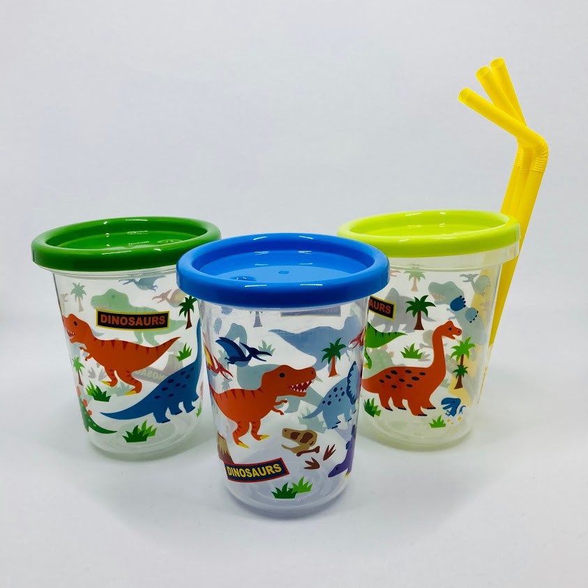 (小品日貨) 現貨 日本製 SKATER 230ml 恐龍 透明 學習杯 水杯 吸管水杯 3入組 | 蝦皮購物