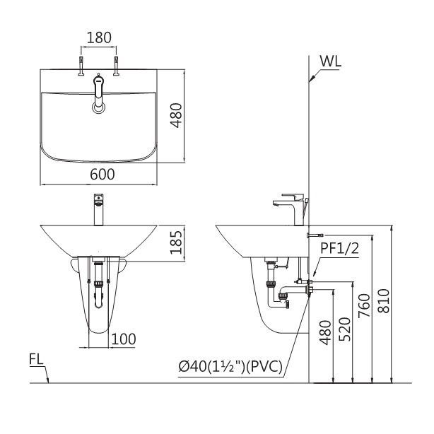 Caesar 凱撒衛浴 面盆配半瓷腳組 L2365 洗臉盆 臉盆 洗手槽－台灣宅修隊17ihome | 蝦皮購物