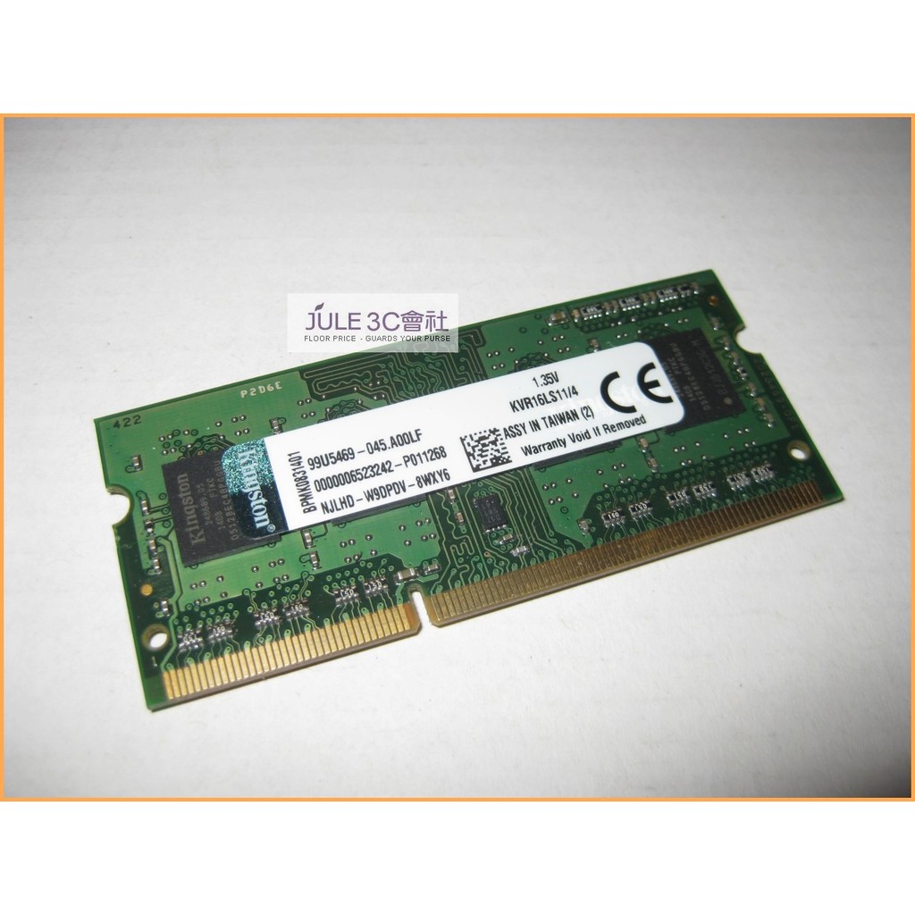 JULE 3C會社-金士頓Kingston KVR16LS11/4 DDR3 1600 4G 低電壓 單面/NB 記憶體 | 蝦皮購物