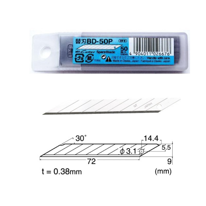 【尋寶房】保證(正公司貨)日本製 BD-100 NT Cutter美工刀片30度斜角刀片(50片入)BD100手機包膜 | 蝦皮購物