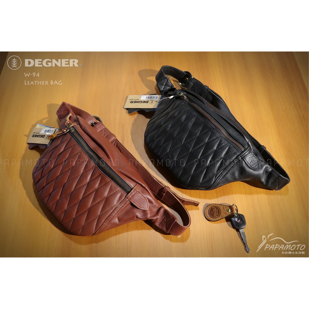 【趴趴騎士】DEGNER W-94A 皮革菱格斜背包 (菱格紋 牛皮 黑色 紅色 | 蝦皮購物