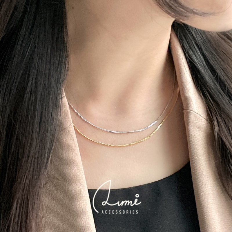 [ALUMI] N字細鍊｜S925純銀 鍍18K金 基礎素銀鍊 鎖骨鍊 短項鍊 簡約時尚 飾品 純銀項鍊 | 蝦皮購物