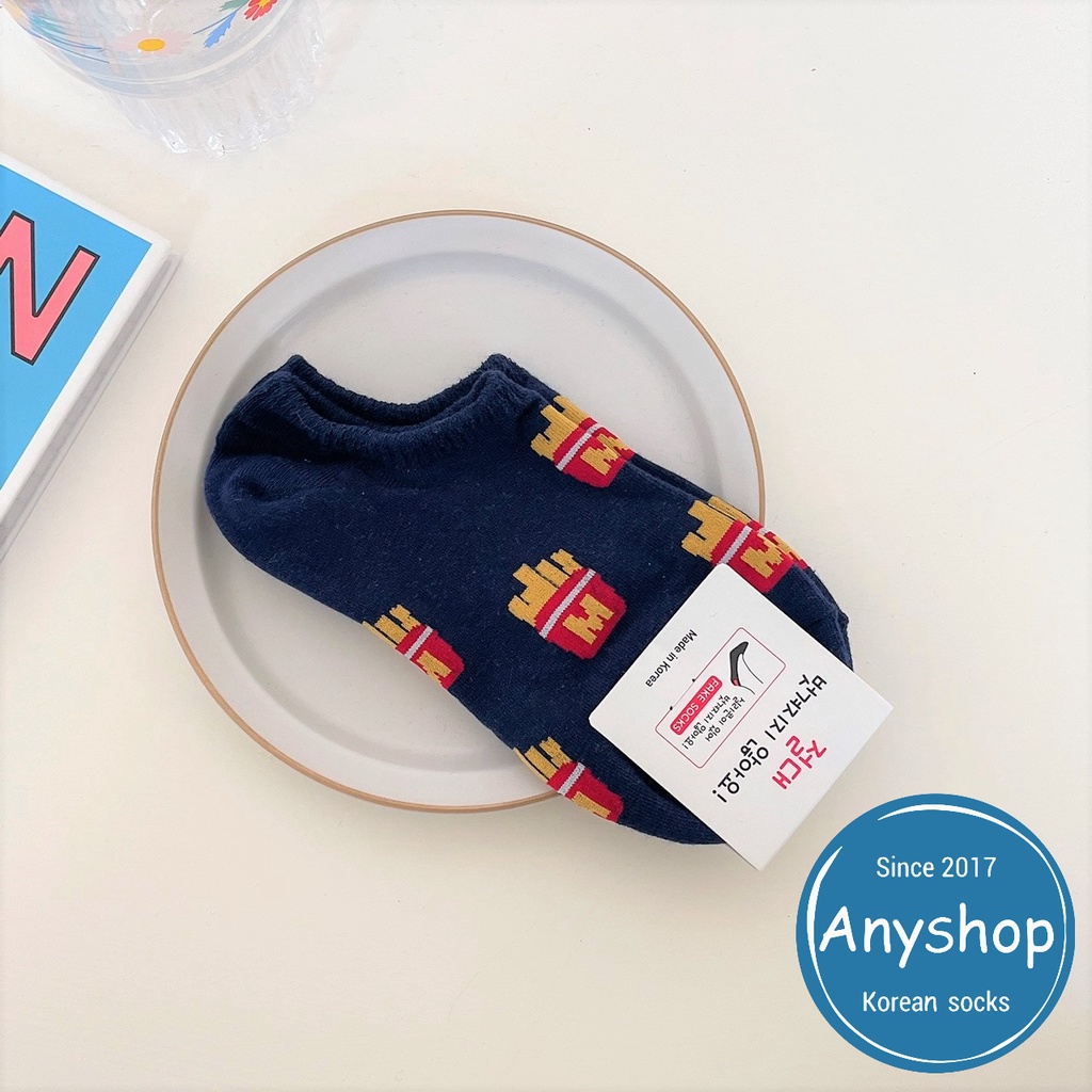 Anyshop韓國襪 食物系列 後跟止滑膠條 船型襪 極短襪 隱形襪 甜甜圈 薯條 起司 21902 | 蝦皮購物