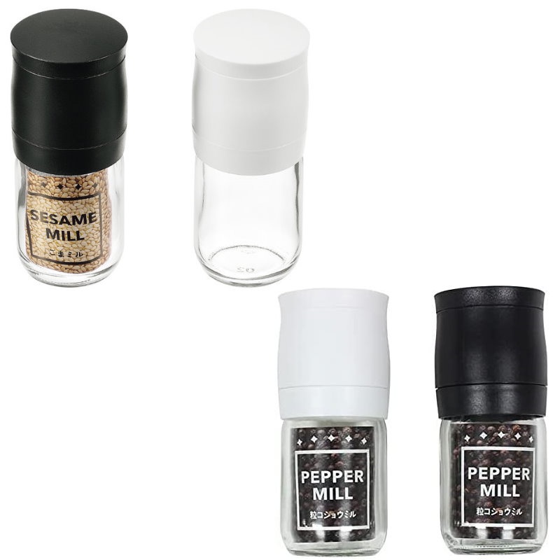 asdfkitty*日本製 ECHO 玻璃研磨罐-芝麻 胡椒粒.海鹽.花椒.孜然.-顏色隨機出貨 | 蝦皮購物