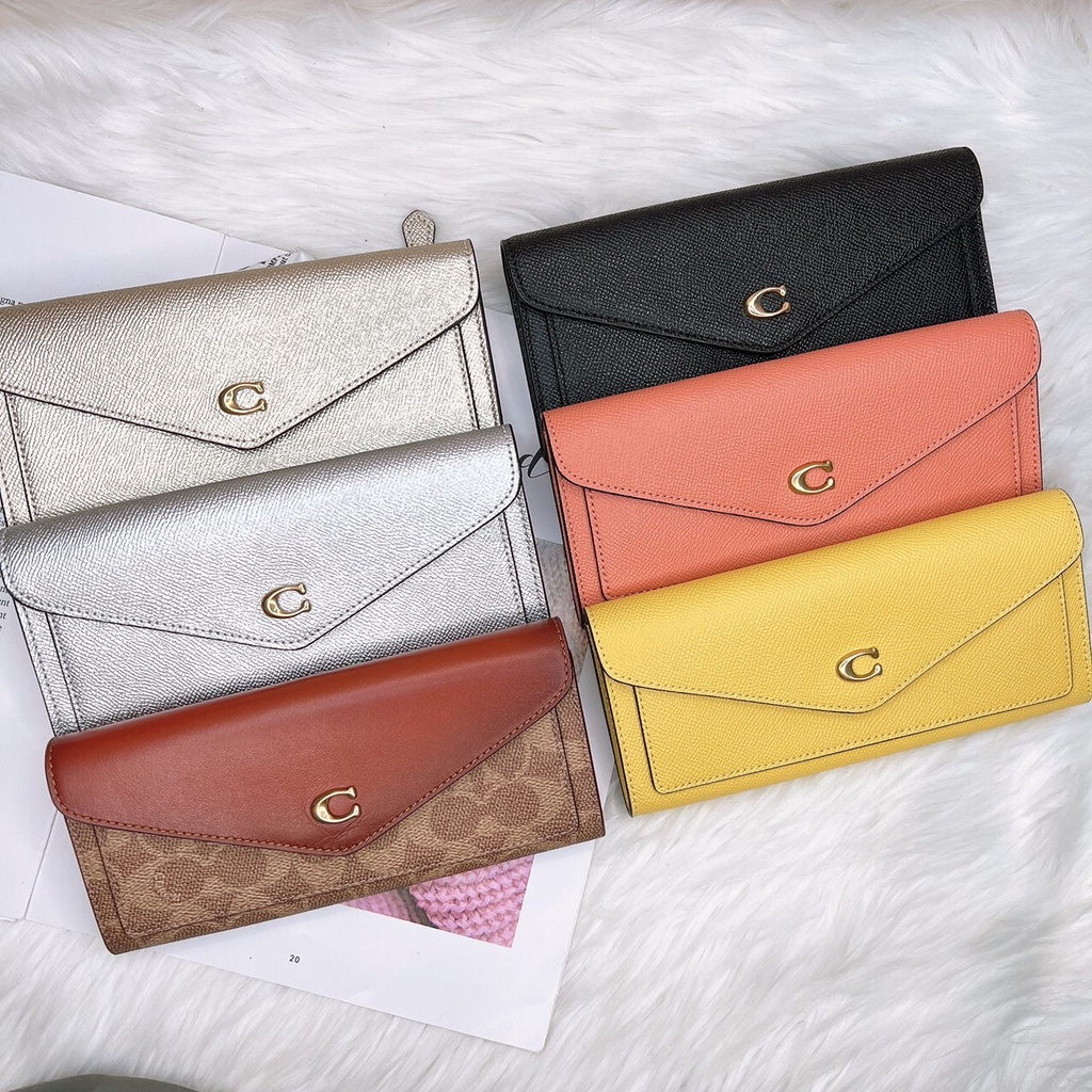 𝙏𝙃𝙀𝙍𝘼🇺🇸 COACH長夾 專櫃款 信封薄長夾COACH薄長夾 COACH女生長夾 COACH掀蓋長夾 生日禮物 | 蝦皮購物