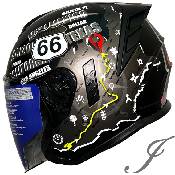 M2R FR-2 FR2 5 紀念版 66號公路 消光黑 內藏墨鏡 半罩安全帽《遠古騎士》 | 蝦皮購物