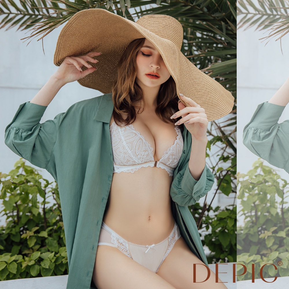 【DEPIC】Dreamily-無鋼圈蕾絲前釦美胸雲朵棉內衣組 (雅致白) | 蝦皮購物