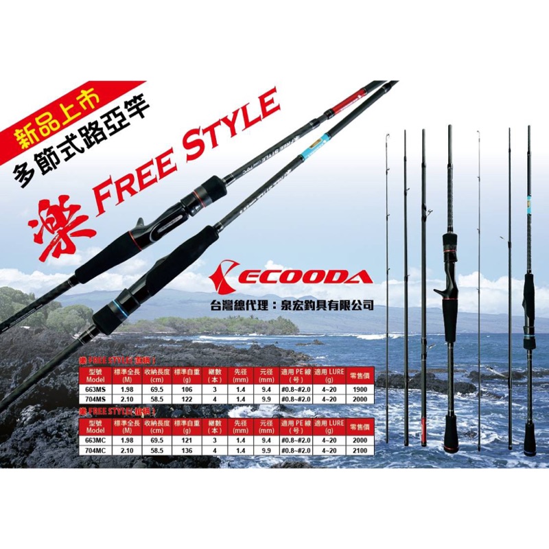 【小雯釣具】泉宏 HARiMITSU ECOODA 樂 FREE STYLE 多節式路亞竿 旅行竿 | 蝦皮購物
