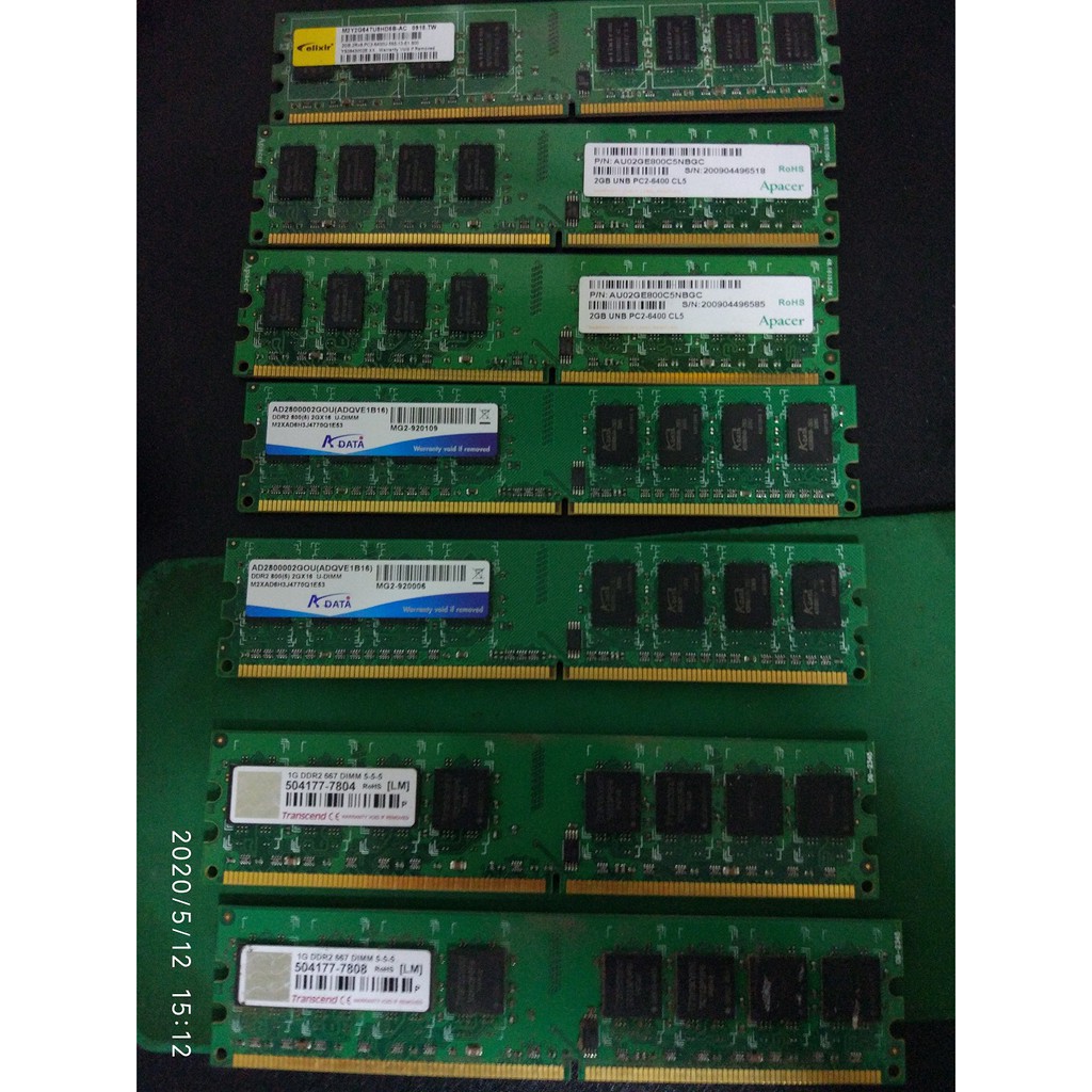 二手 桌上型 記憶體 DDR2 667 800 1G 2G DDR3 1333 2G 南亞 威剛 創見 宇瞻 金士頓 | 蝦皮購物