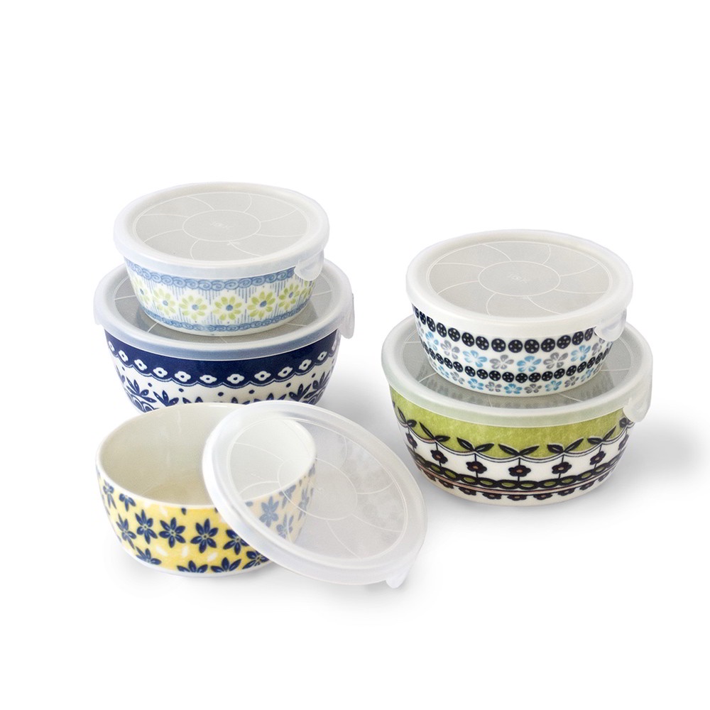 【日本AWASAKA粟坂】美濃燒 Pottery Field 歐風附蓋保鮮碗5入組《WUZ屋子》| | 蝦皮購物