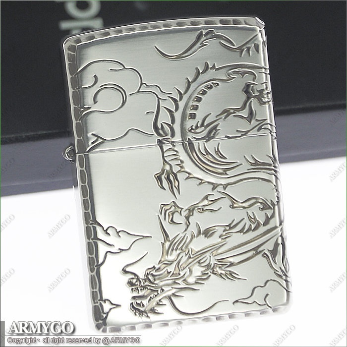 【ARMYGO】ZIPPO原廠打火機-日系-龍紋系列- NO.ZBT-3-5A (銀色款) | 蝦皮購物