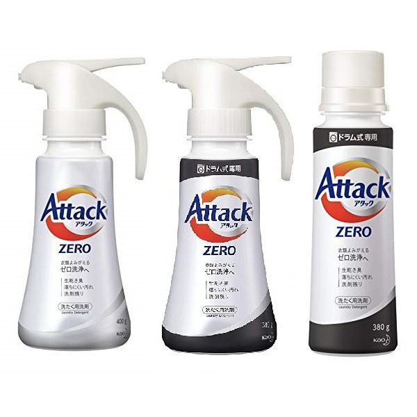 日本 kao花王 Attack Zero 單手按壓式 滾筒式直立式 濃縮洗衣精 400g 紅瓦町日式百貨 | 蝦皮購物