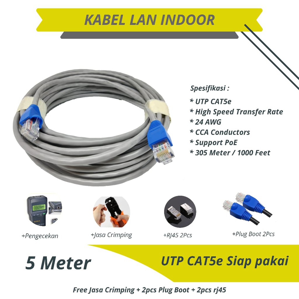 5m UTP CAT 5e RJ45 LAN UTP CAT5e LAN 電纜 5 米可使用 UTP FTP 電纜 | 蝦皮購物