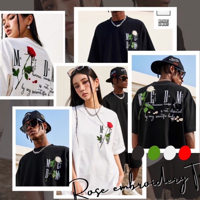 [Conception Select]MEDM玫瑰 立體刺繡 標語 純棉重磅 寬鬆 短袖 | 蝦皮購物