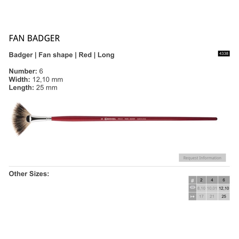 西班牙製 Escoda ARCO 4338 西班牙筆皇 手工 紅桿 獾毛 扇形筆 長桿扇形筆 紅桿油畫筆 長桿壓克力畫筆 | 蝦皮購物