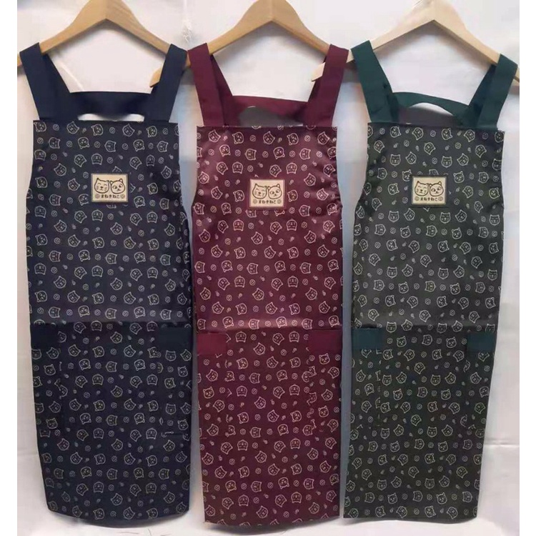 『台灣製』C577招財貓現貨防水/防油汚/工作服 2口袋防水 圍裙 | 蝦皮購物